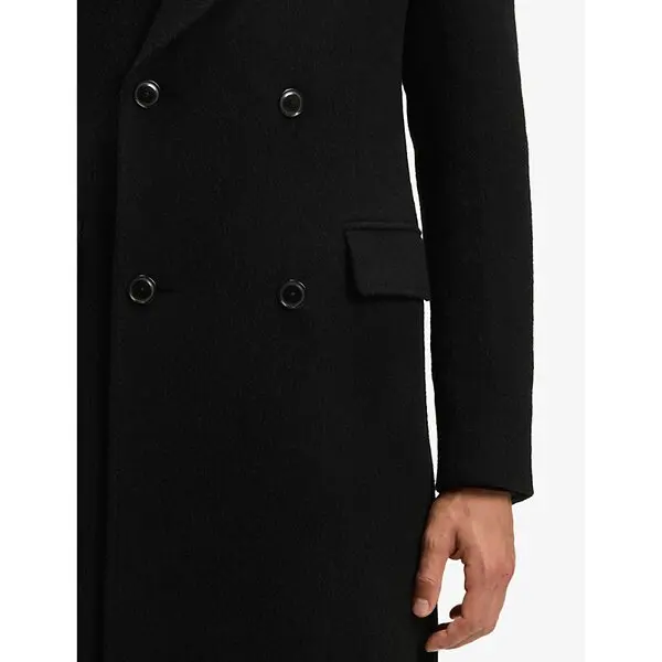 BOSS Double-breasted Peak-lapel Wool-blend Coat