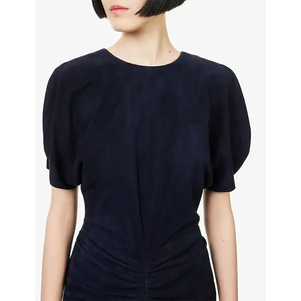 Victoria Beckham Gathered-waist Velvet Midi Dress