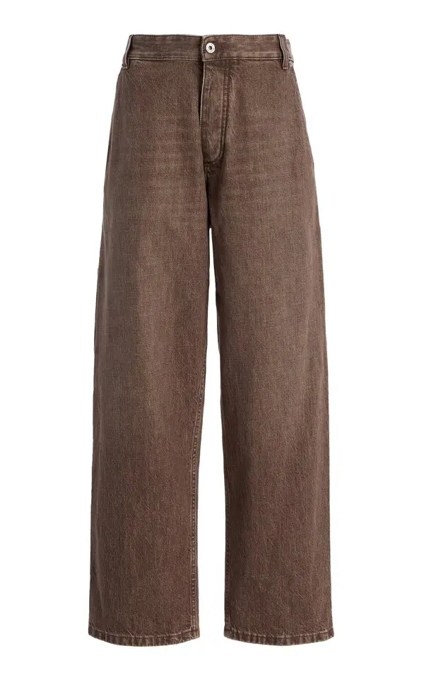 Bottega Veneta Washed Cotton Cargo Jeans - Brown