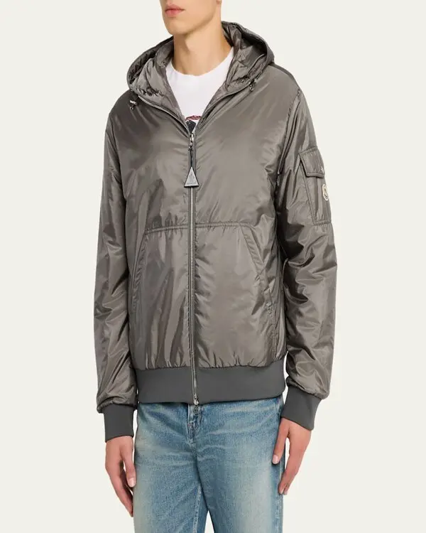 Moncler Poiliot Hooded Nylon Down Jacket - Medium Grey