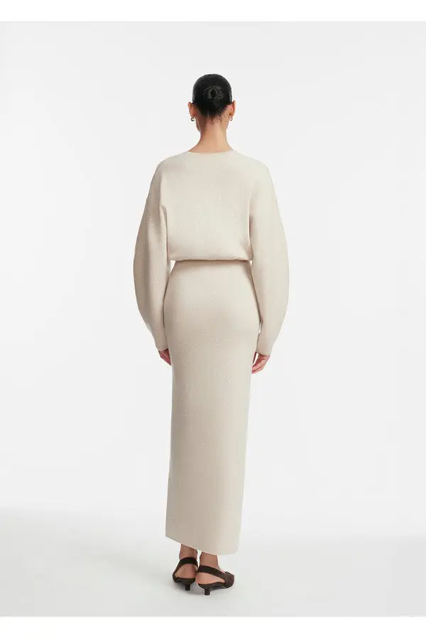 brown herringbone dress Skyla maxi dress with open back