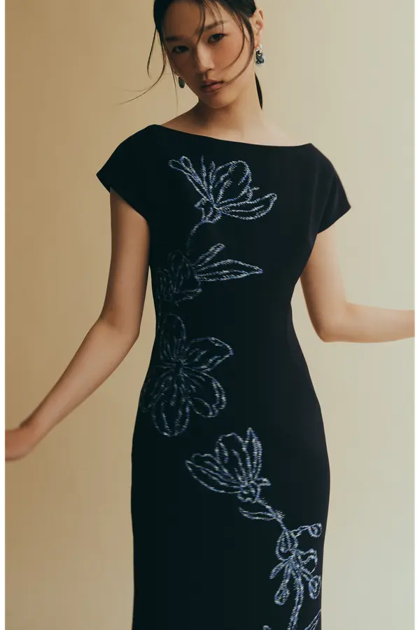 ruffle embroidered dress Zimmermann Black Contrast Embroidery Tiered Midi Dress main image 0