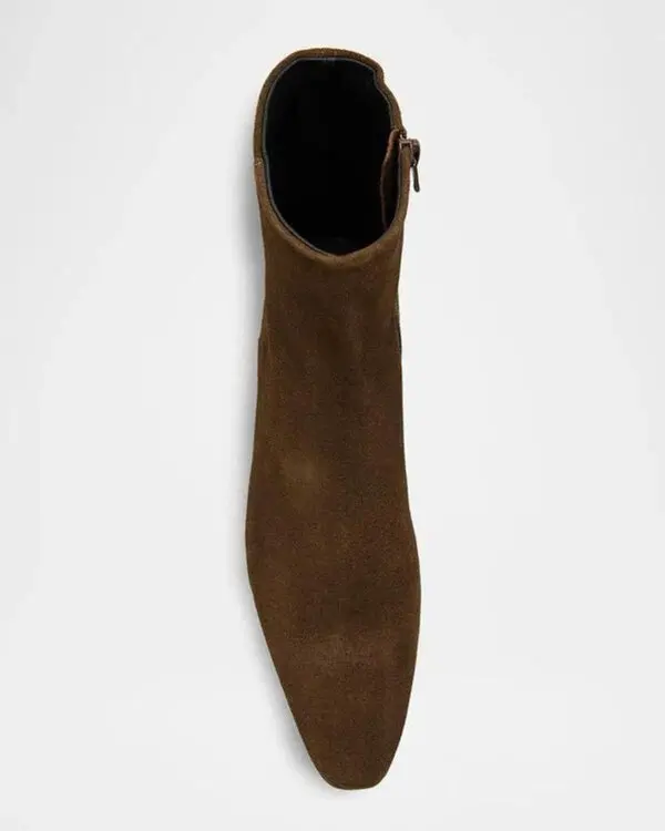 Staud Wally Suede Ankle Boots - Dkbrwn