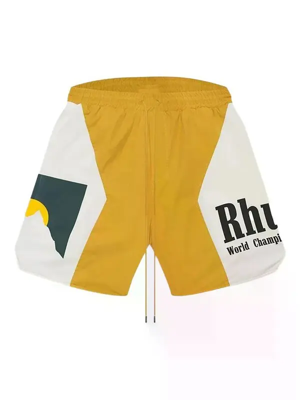 Rhude Logo-panel Swim Shorts - Yellow