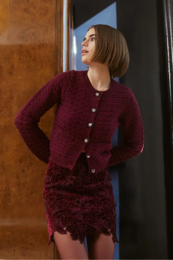 Allison Celine Cardigan - Burgundy