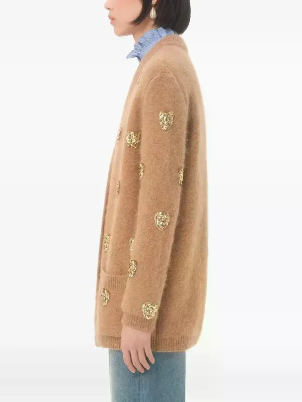 Valentino Garavani Embroidered Heart Cardigan - Neutrals
