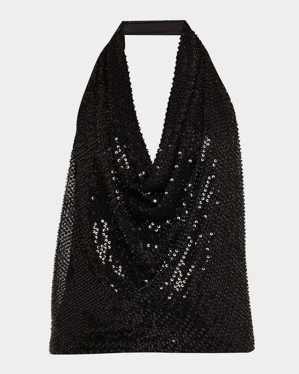 Ramy Brook Alice Sequined Halter Blouse - Black