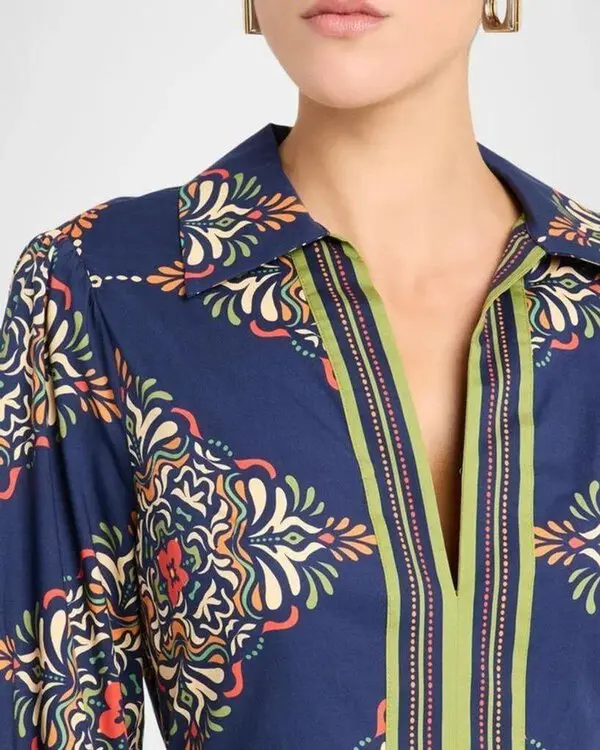 Shoshanna Lola Medallion-print Midi Shirtdress