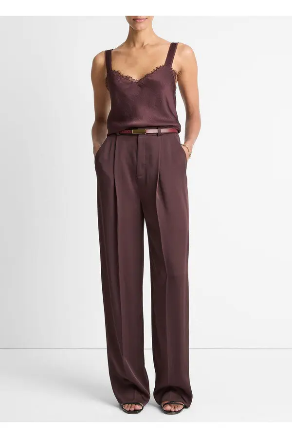 Vince Satin Pleated Wide-leg Trouser