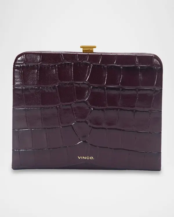 Vince Frame Croc-effect Leather Wallet - Bordeaux
