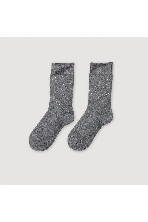 Sandro Rhinestone Embellished Socks - Gray