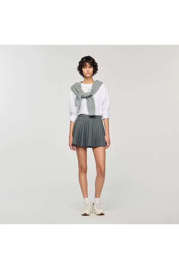 Sandro Pleated Skirt - Gray