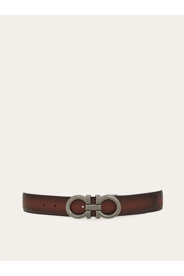 FERRAGAMO Reversible And Adjustable Gancini Belt - Red