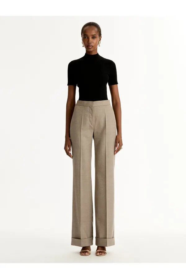 Oscar De La Renta Wool-blend Wide-leg Pants - Natural