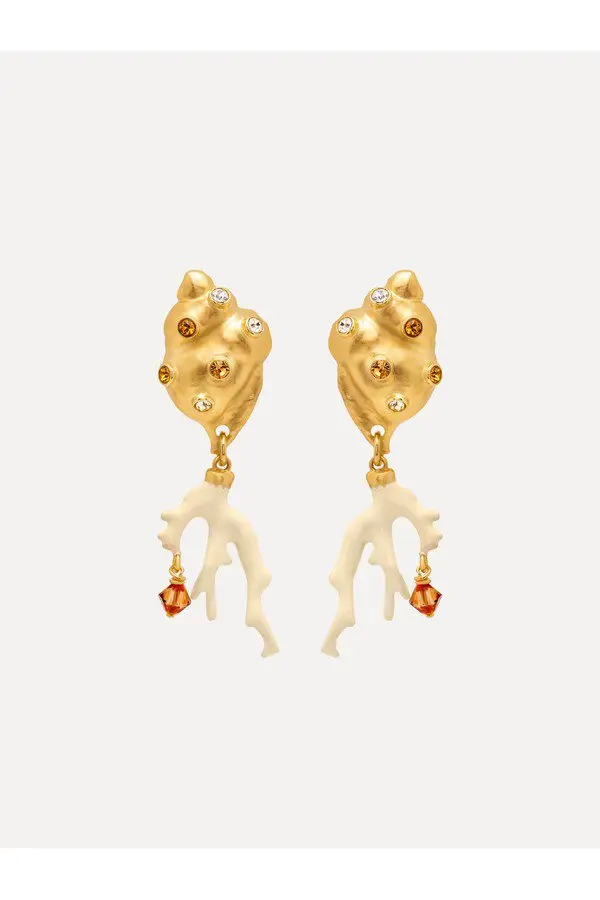Oscar De La Renta Seashell Clip-on Earrings - Coral