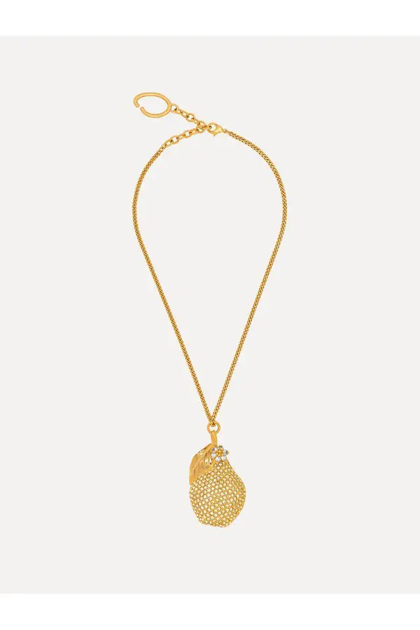 Oscar De La Renta Pavé Pear Pendant Necklace - Gold