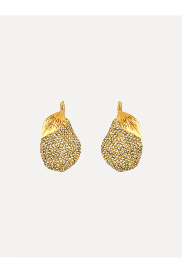 Oscar De La Renta Pavé Pear Earrings - Gold