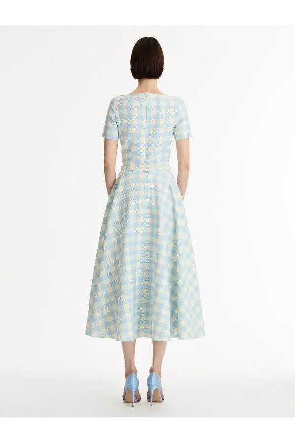 Oscar De La Renta Gingham Wool Dress - Natural