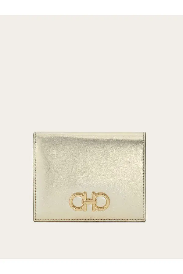 FERRAGAMO Gancini Compact Wallet - Natural