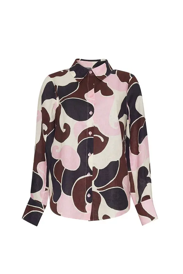 Cara Cara Printed Classic Shirt - Petal Wave Blush