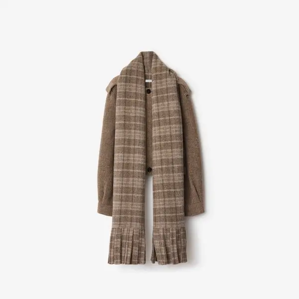 Burberry Detachable Scarf Wool-blend Jacket - Biscuit Beige