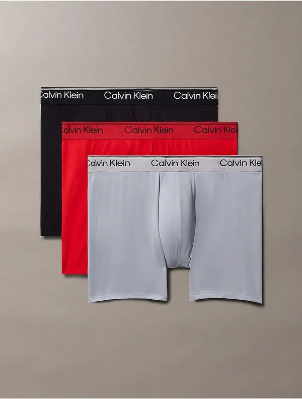Calvin Klein Microfiber Stretch 3-pack Boxer Brief - Black/ Sleet / Adrenaline Rush