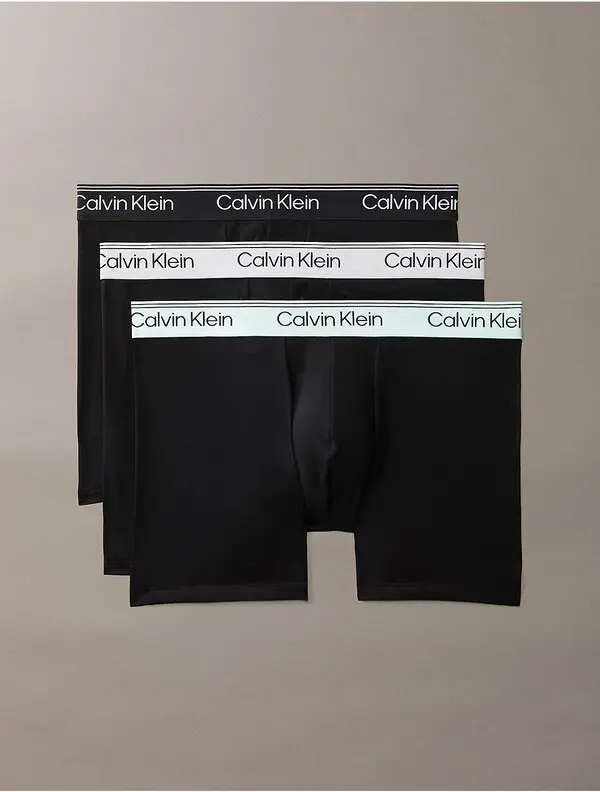 Calvin Klein Microfiber Stretch 3-pack Boxer Brief - Black/light Cast/feel The Mint