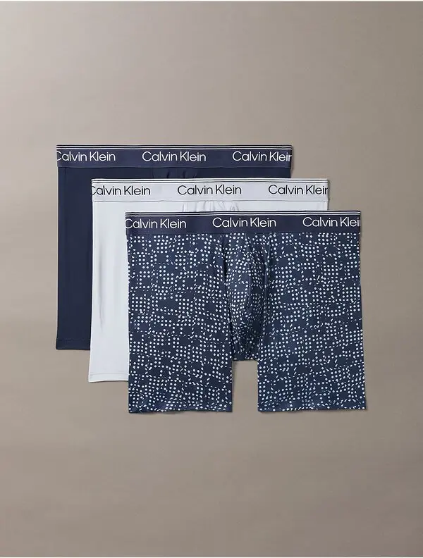 Calvin Klein Microfiber Stretch 3-pack Boxer Brief - Shoreline/cut Circles Shoreline/misty Grey
