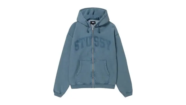 StÜssy Faded Graphic Zip Hoodie - Washed Navy Blue