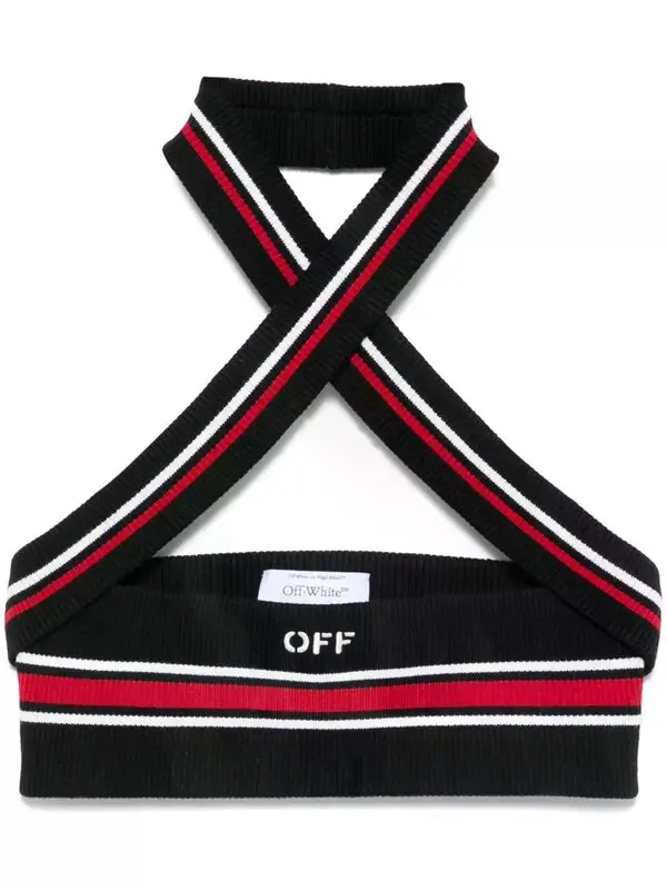 Off-White Crossover-straps Knit Top - Black