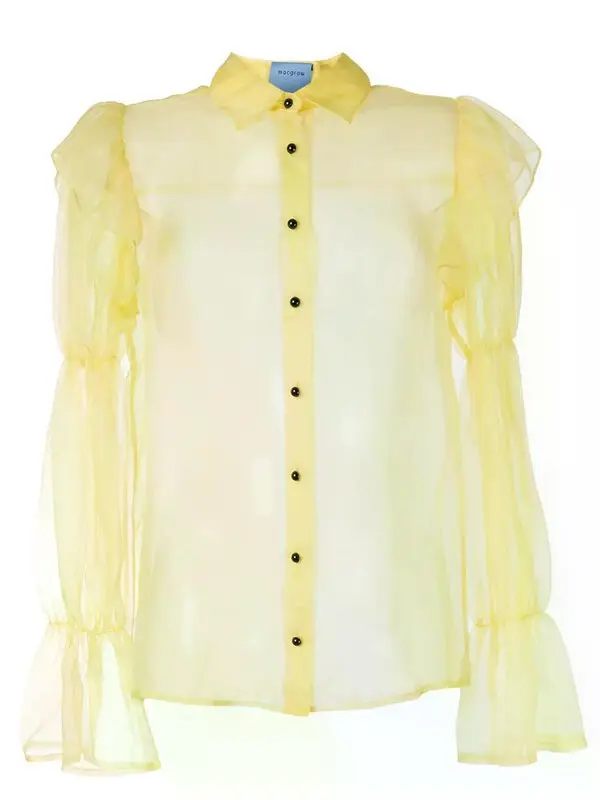 MACGRAW Souffle Sheer Blouse - Yellow