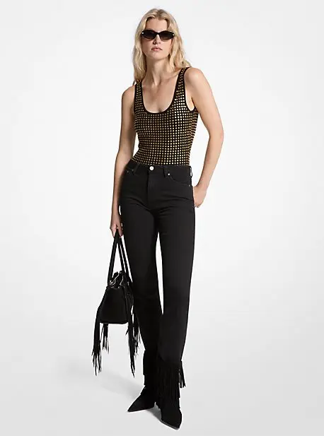 Michael Kors Studded Viscose Blend Bodysuit