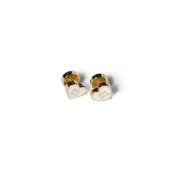 Miu Miu Metal Stud Earrings - Gold/white