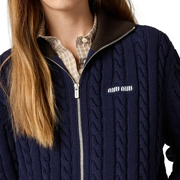 Miu Miu Wool And Cotton Zipper Cardigan