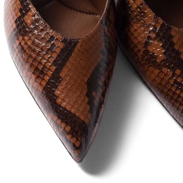 Miu Miu Python-print Ayers Leather Pumps - Tobacco