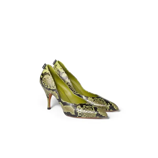 Miu Miu Python-print Ayers Leather Pumps - Fern Green