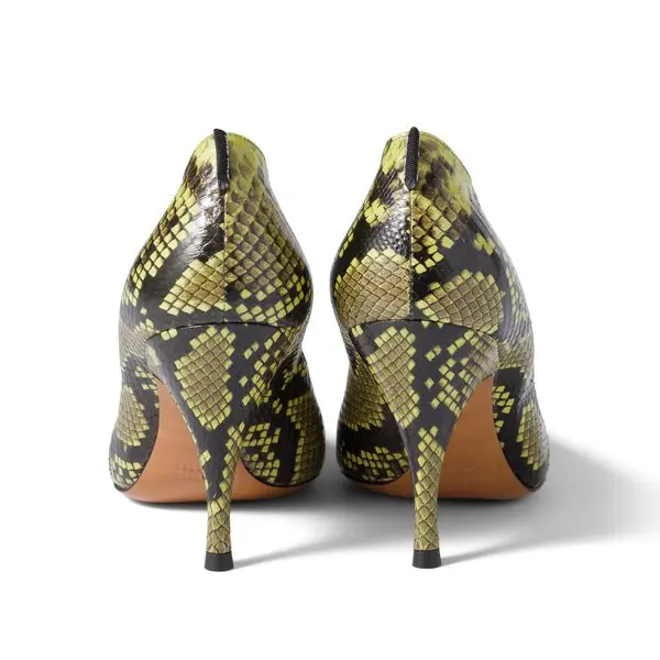 Miu Miu Python-print Ayers Leather Pumps - Fern Green