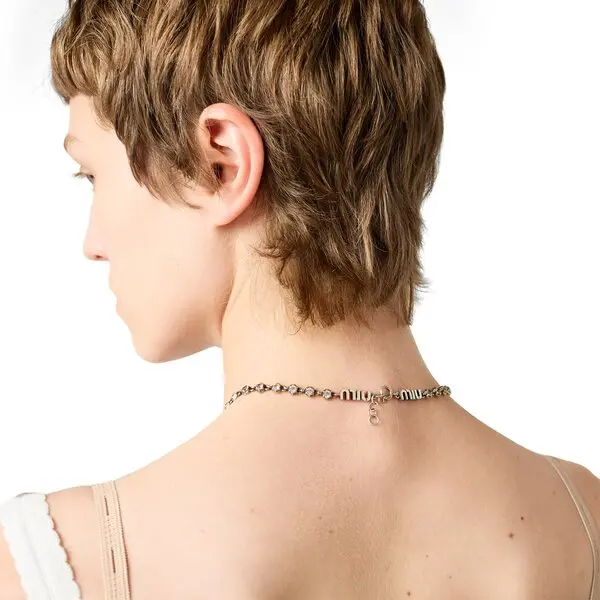 Miu Miu Metal Necklace With Crystals