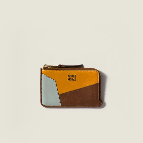 Miu Miu Leather Patchwork Pouch Card Holder - Oak