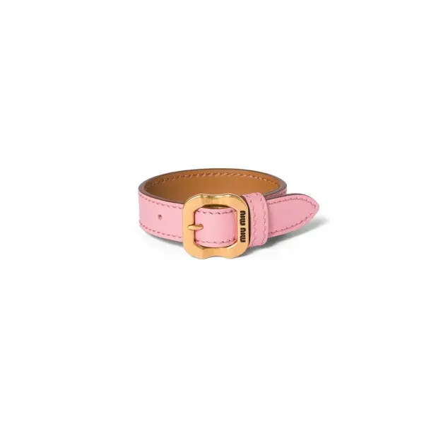 Miu Miu Leather Bracelet - Petal Pink/caramel