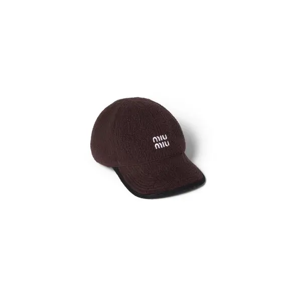 Miu Miu Fleece Baseball Cap - Ebony