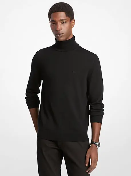 Michael Kors Merino Wool Turtleneck Sweater - Black