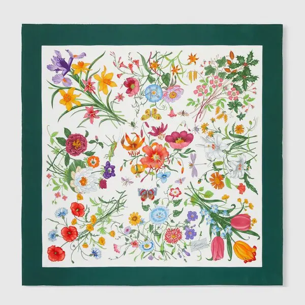 Gucci Printed Flora Silk Twill Carré Silk - Multicolor
