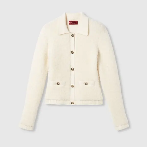 Gucci Wool Bouclé Polo Cardigan