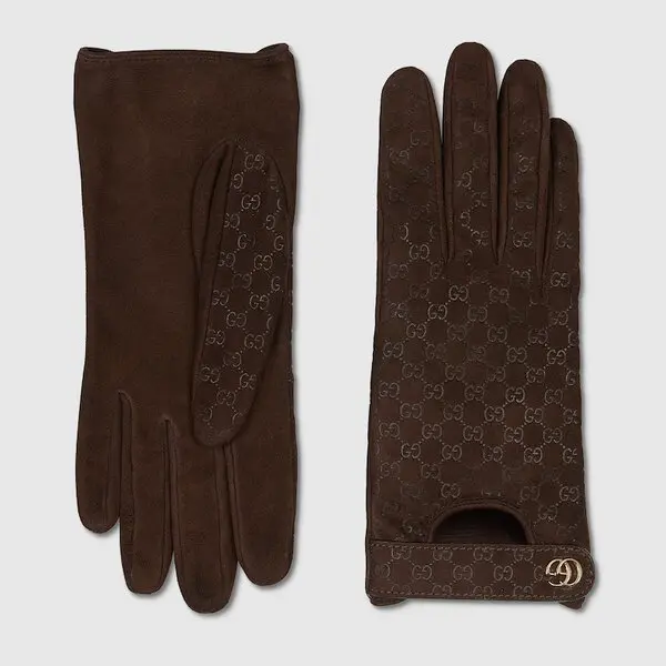 Gucci Gg Leather Gloves With Double G