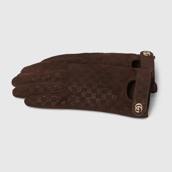 Gucci Gg Leather Gloves With Double G
