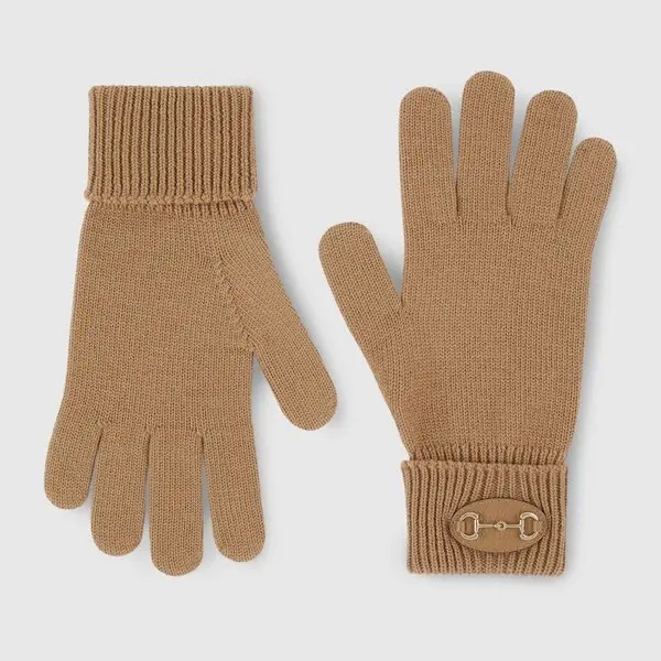 Gucci Wool Gloves With Horsebit - Beige