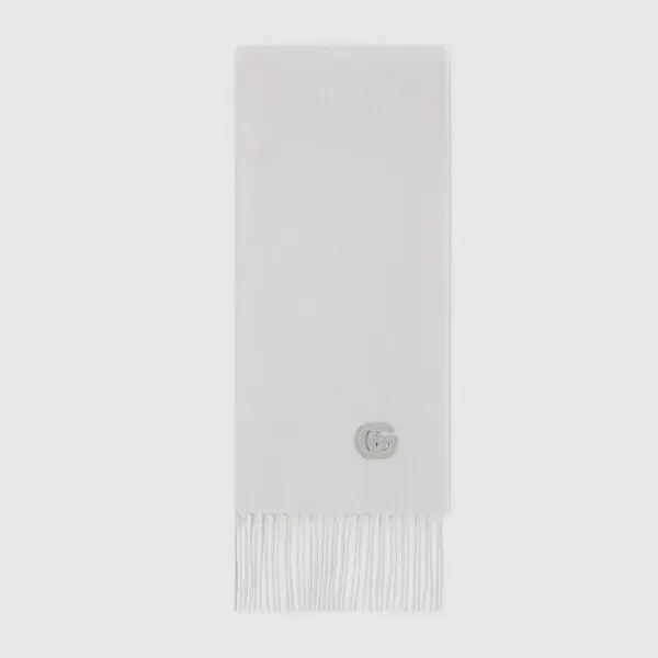 Gucci Cashmere Scarf With Patch - Grey