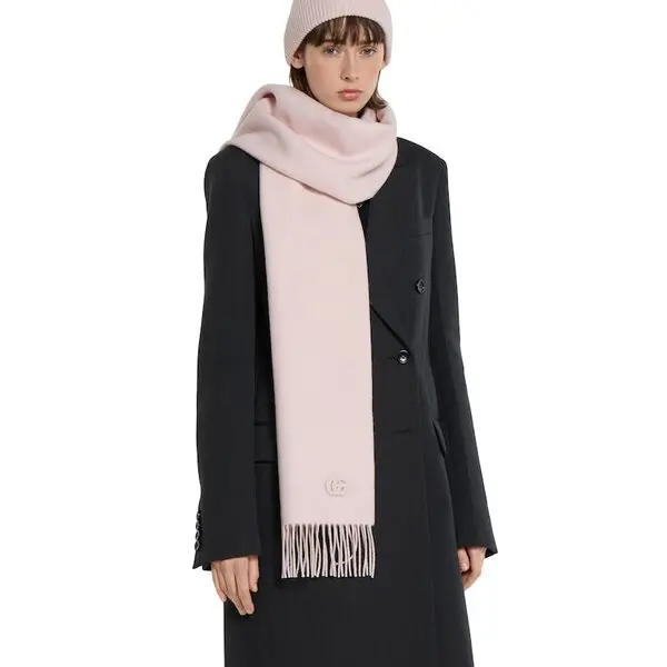 Gucci Cashmere Scarf With Patch - Pink