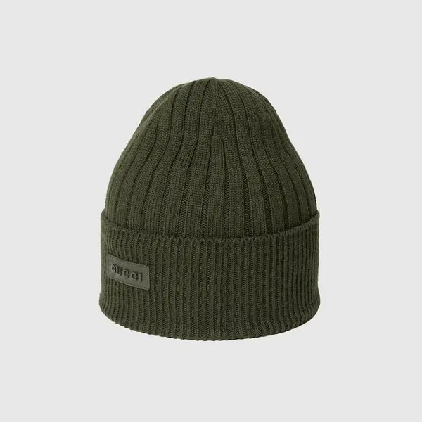 Gucci Wool Beanie With Logo - Green